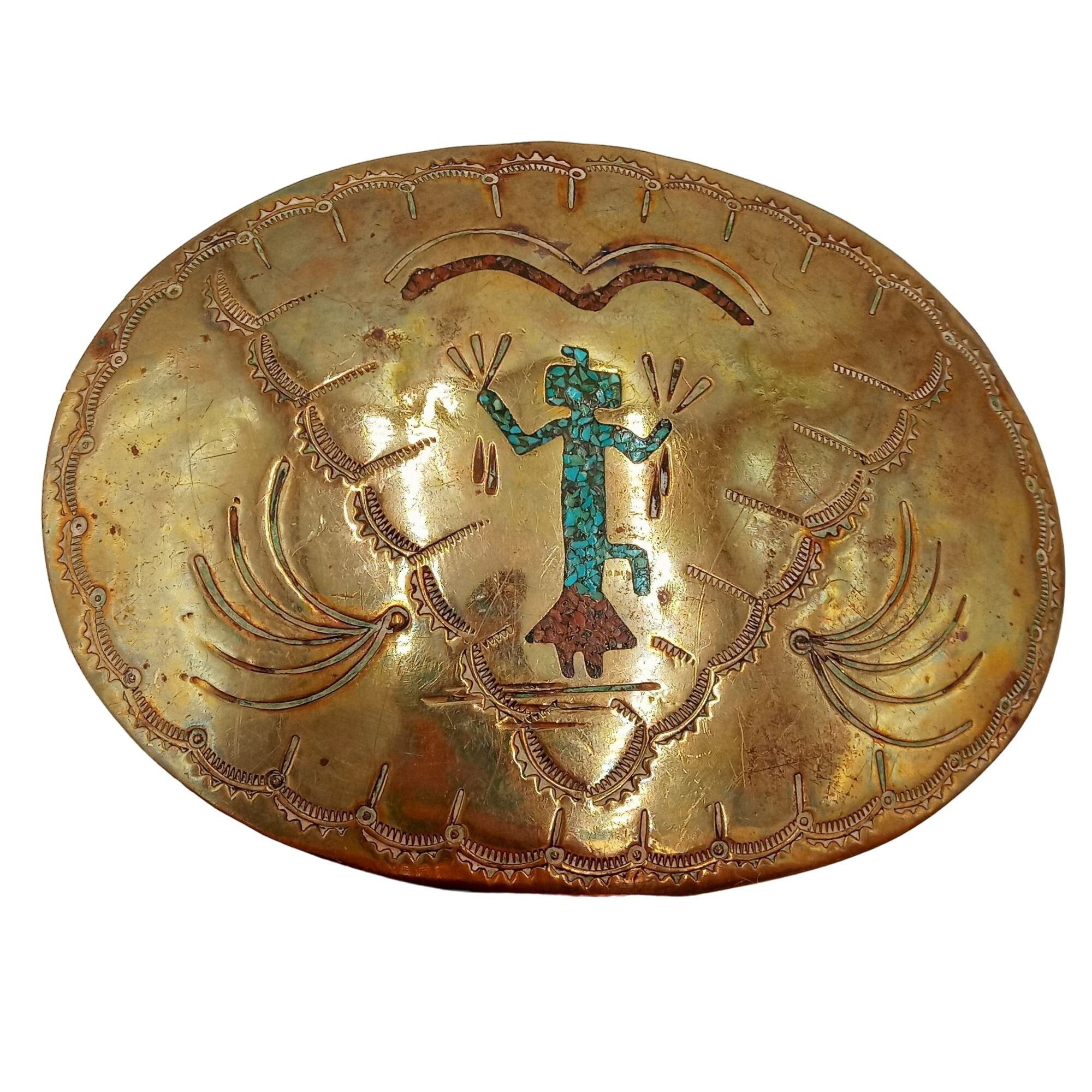 Vintage Kachina Belt Buckle Turquoise Coral Chip Vintage Snake | Grailed