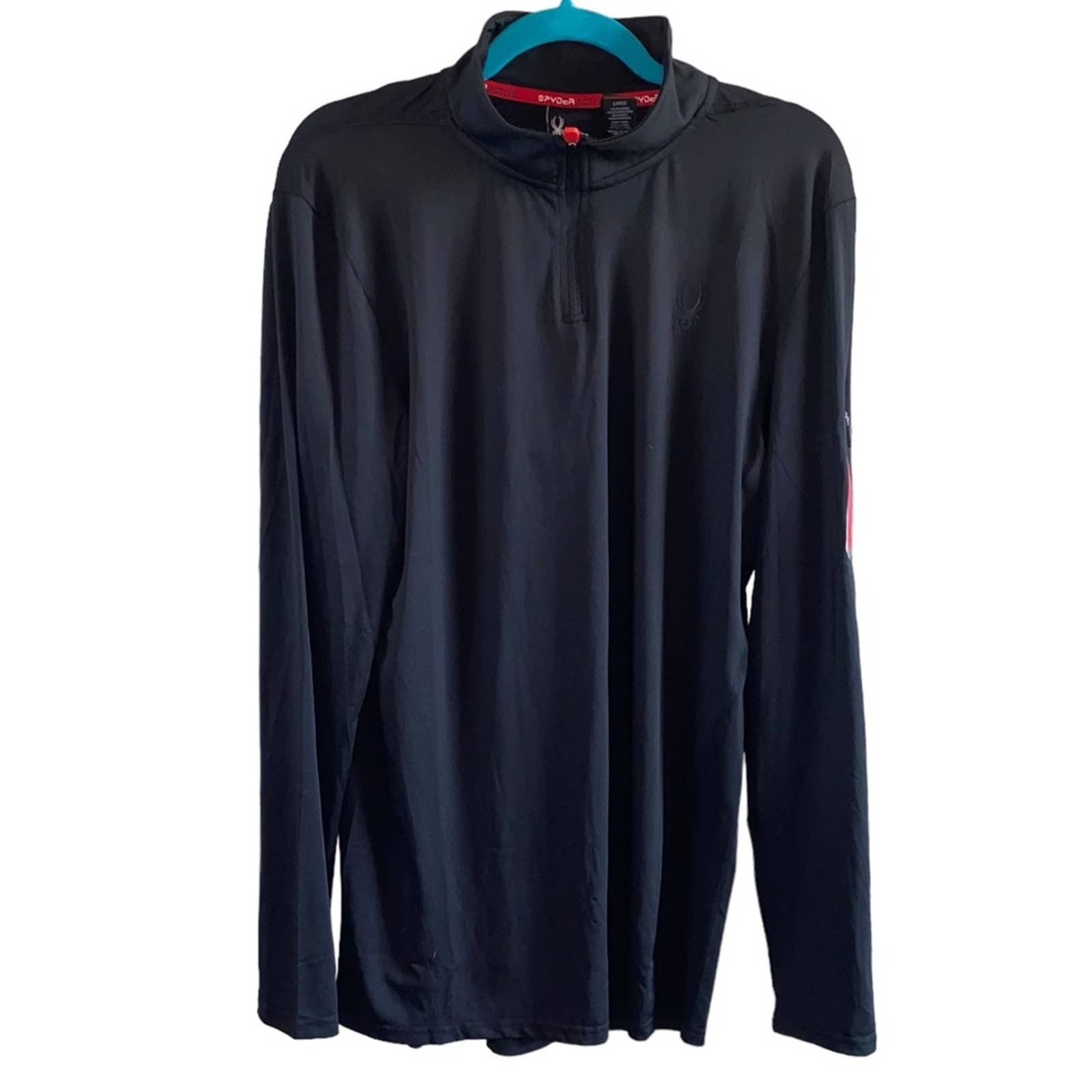 Spyder NWT Spyder Active Black Quarter Zip Pullover with Red Trim | Grailed