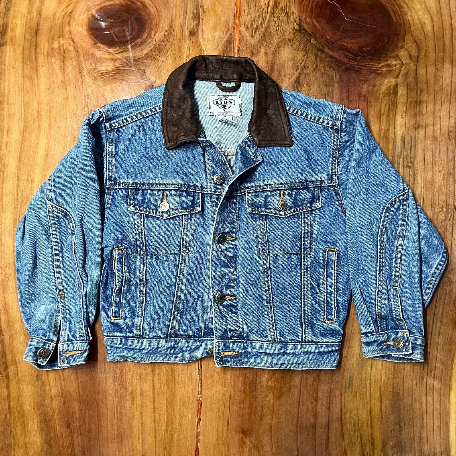 Vintage ACME Clothing Kids M 1995 Warner Bros Denim Jacket Looney Taz ...