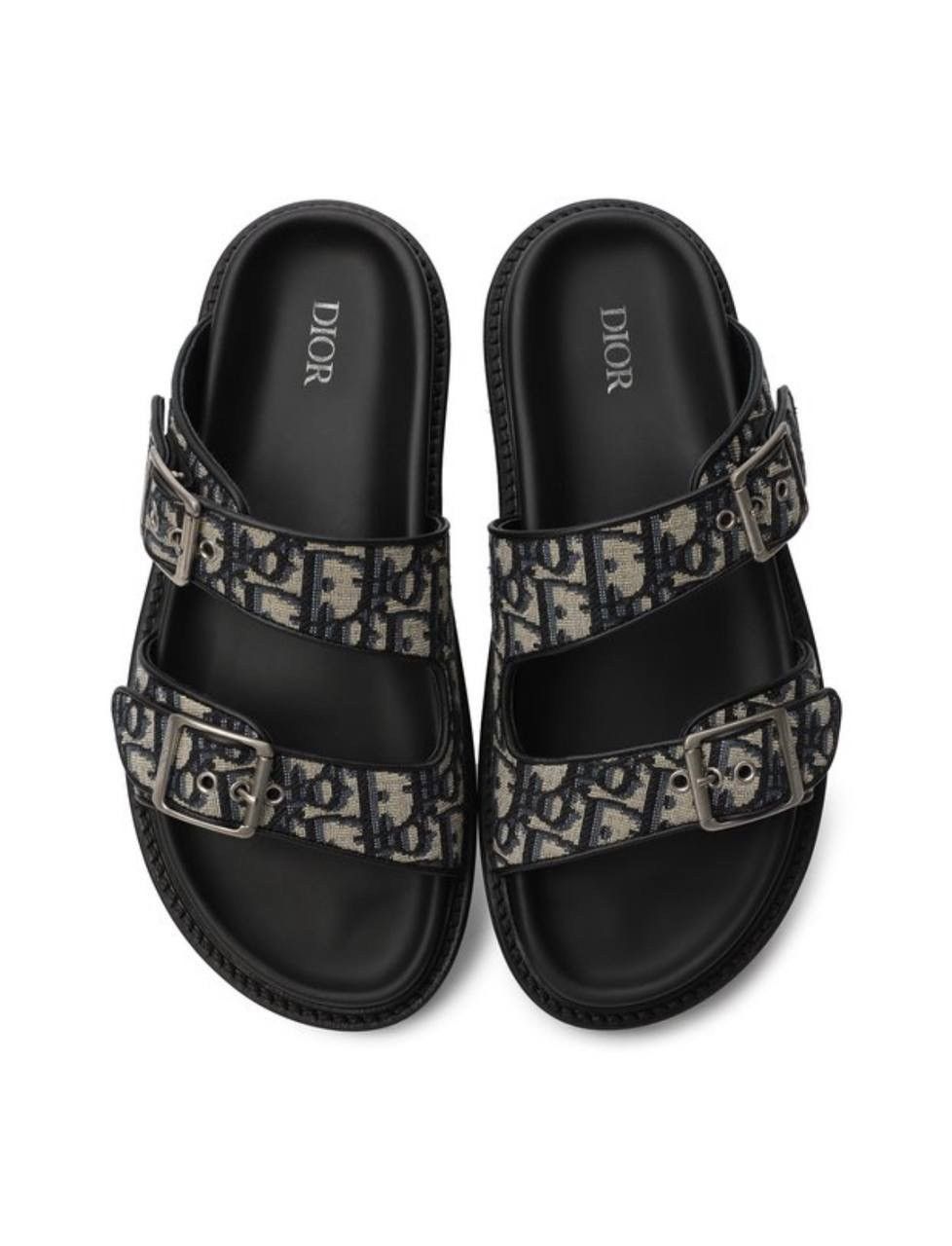 Dior NEW! Dior Monogram Leather Slides | Grailed