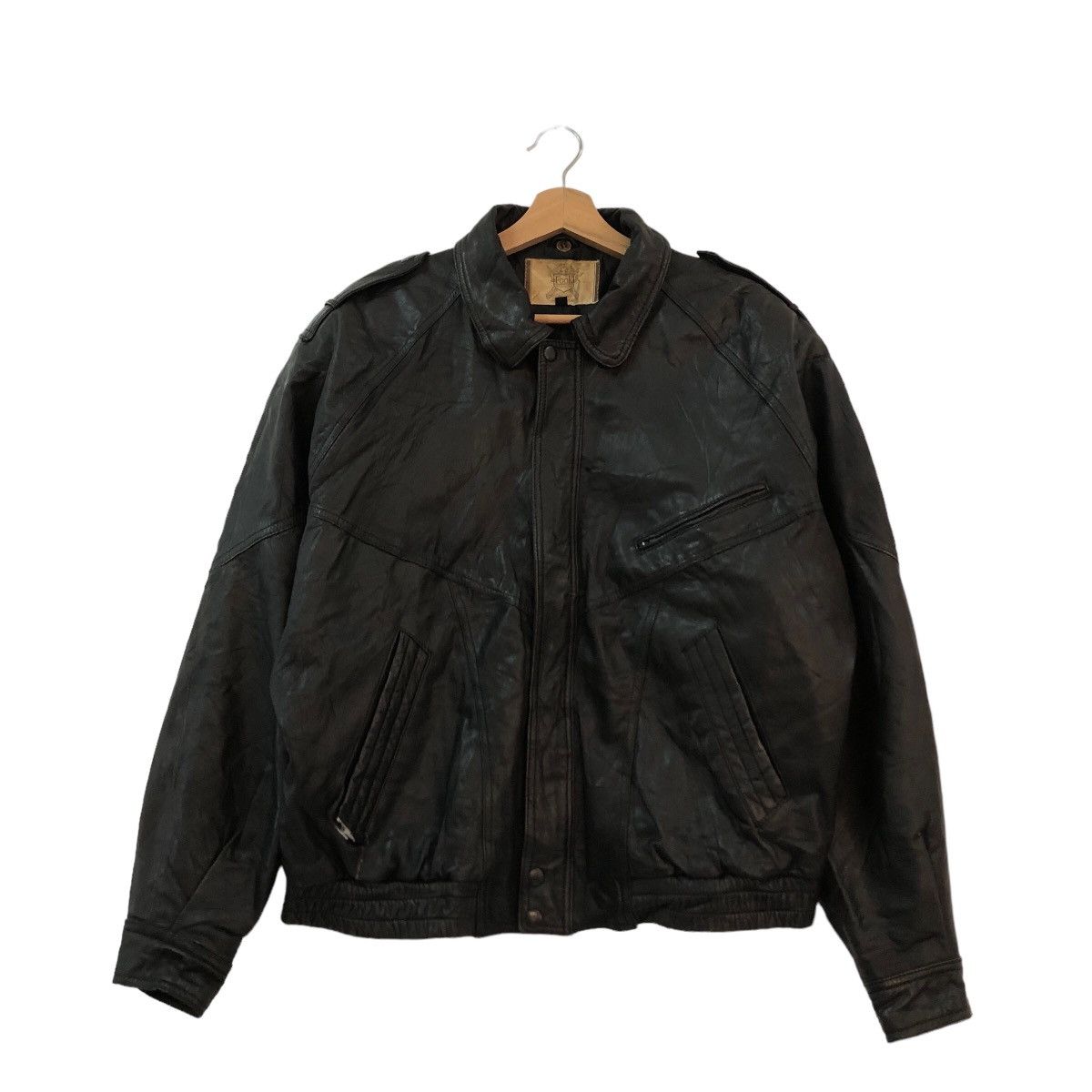 Japanese Brand × Leather Jacket VINTAGE BOMBER LEATHER JACKET FOOK ...