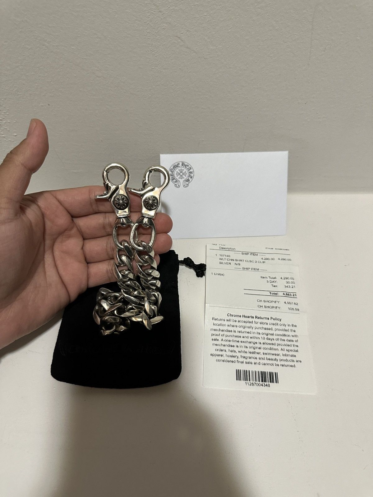 Chrome Hearts Chrome Hearts Cuban Wallet Chain 16 inches Double Lobster ...