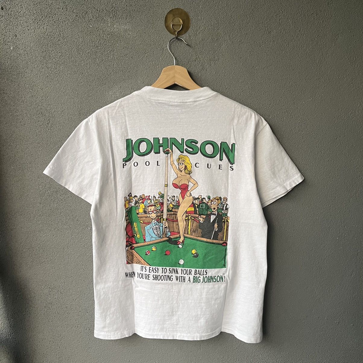 Vintage Vintage Big Johnson Pool Cues Oneita White T-shirt | Grailed