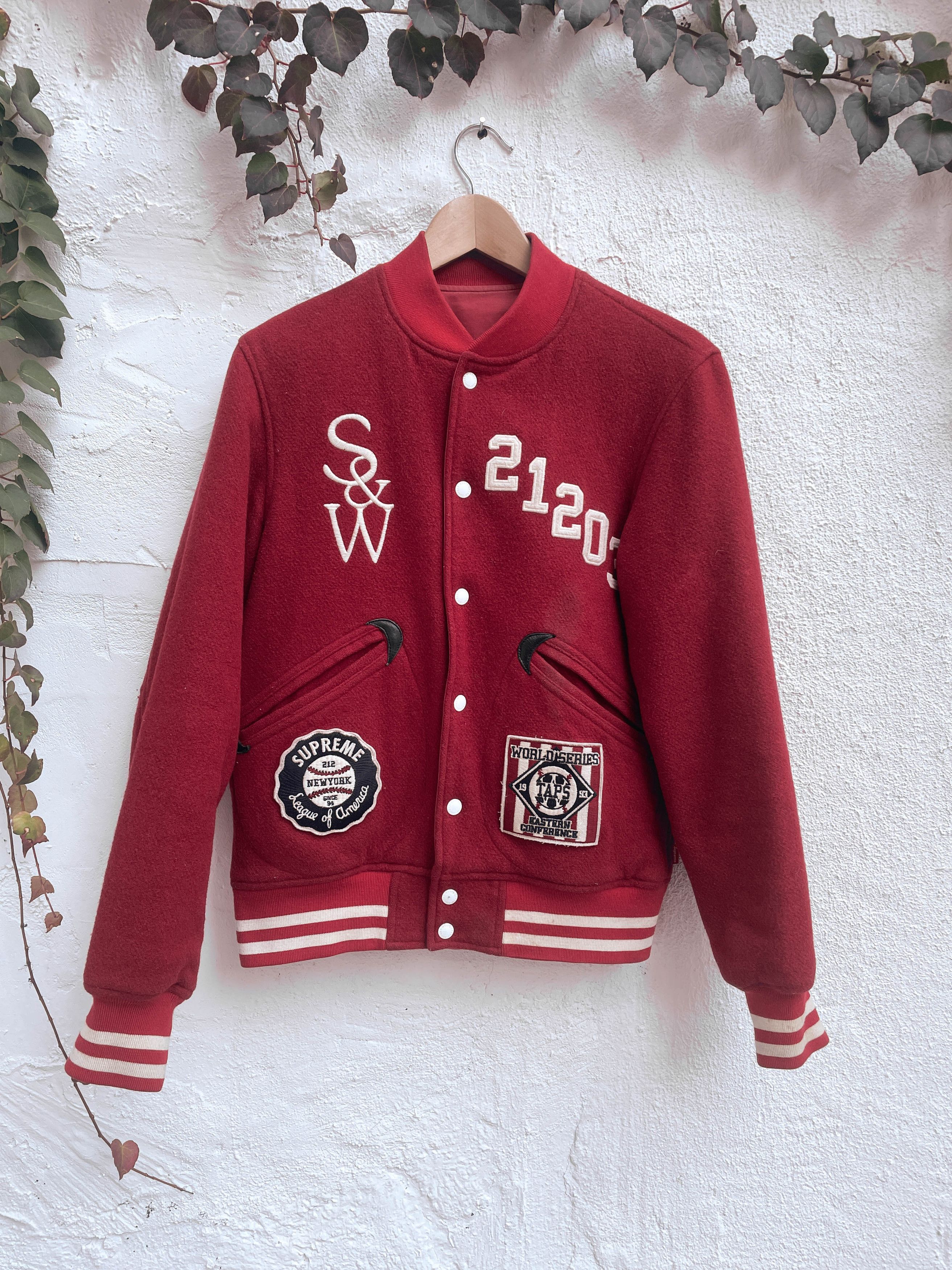 Supreme Supreme x Wtaps FW09 Reversible Red Varsity Jacket | Grailed