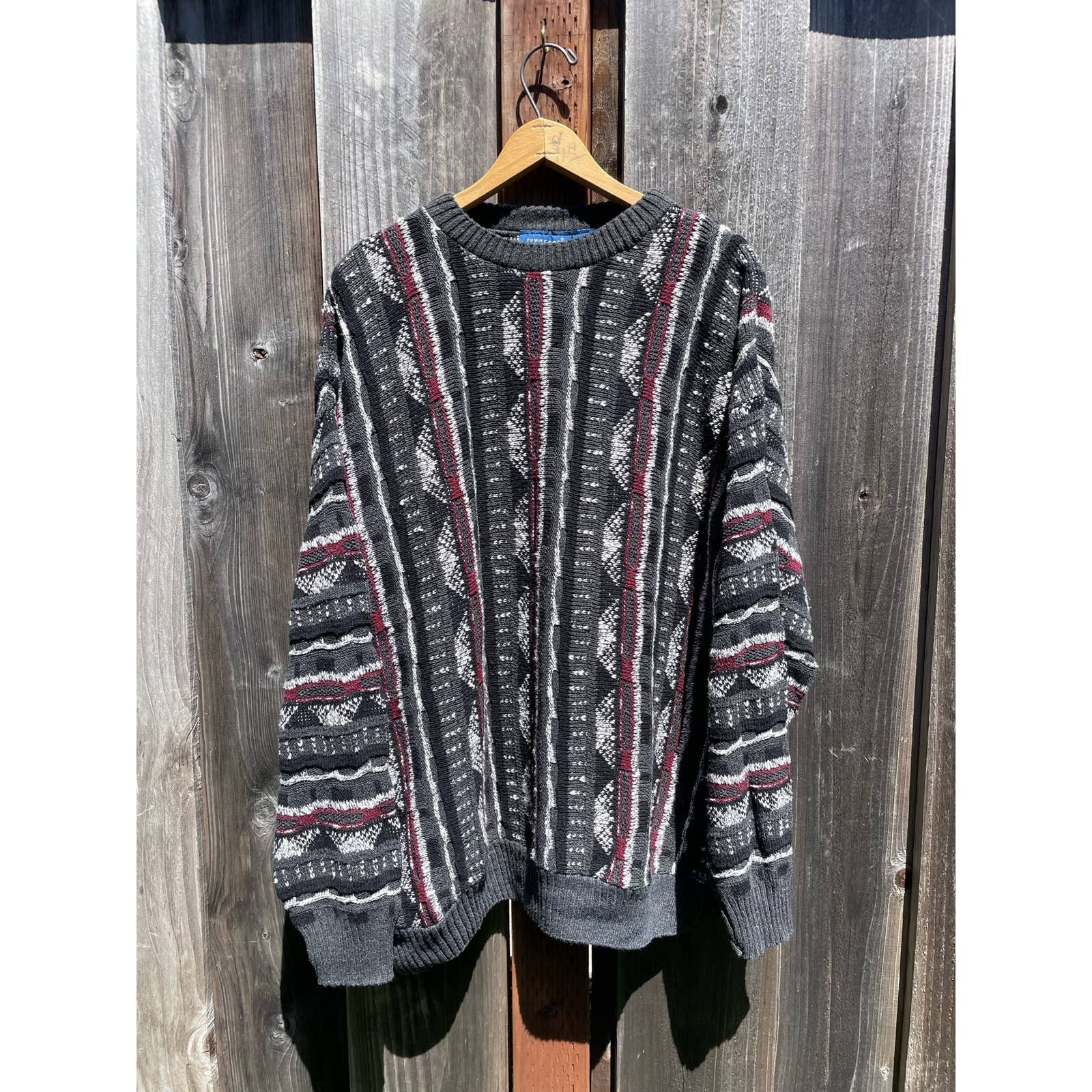 Vintage VTG 90s TownCraft Knit Textured Sweater Coogi Style | Grailed