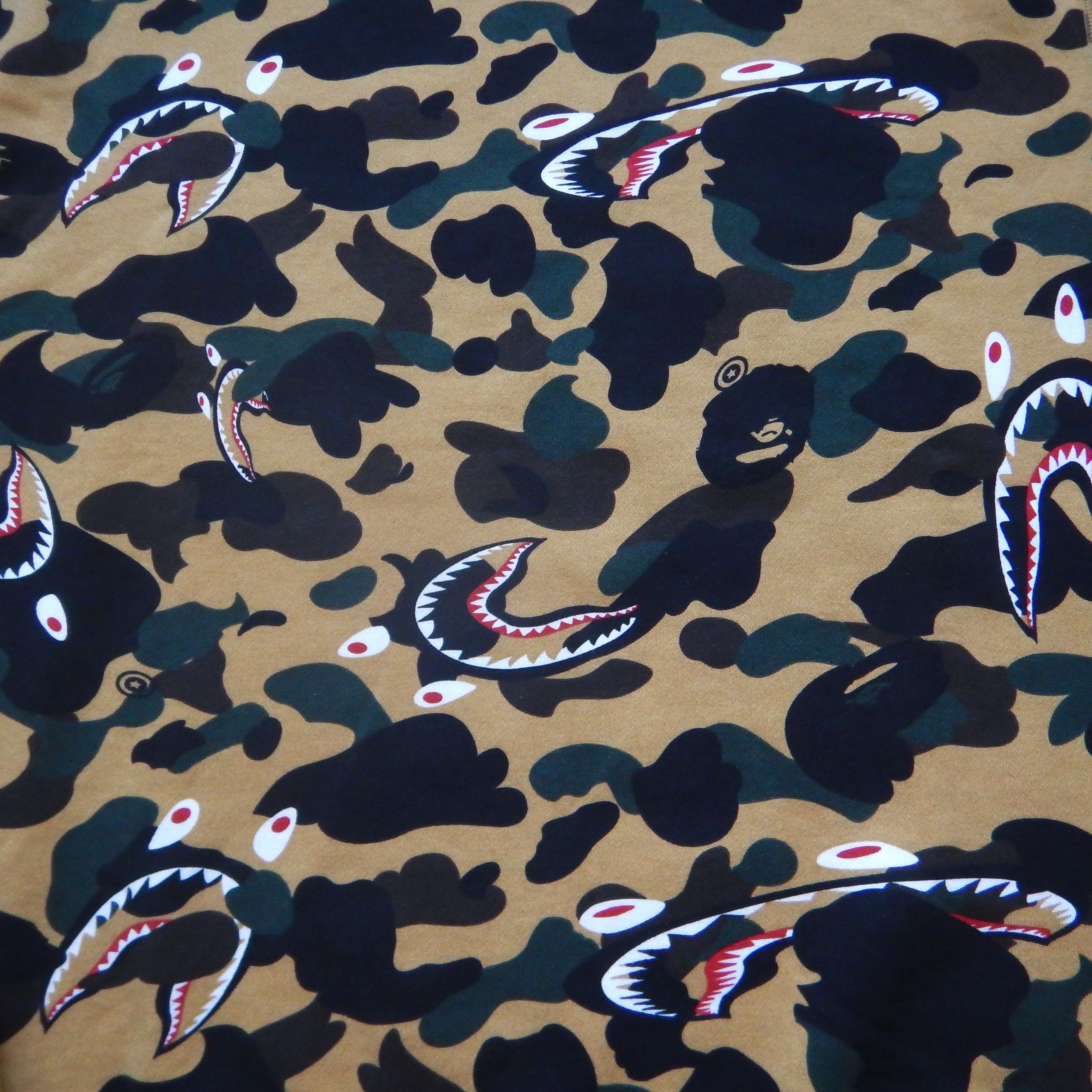 Bape FW20 Bape 1st Yellow Camo Shark Pattern Crewneck Sweatshirt | Grailed