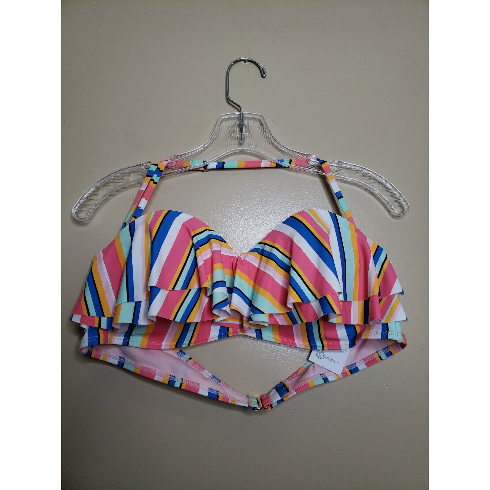 Timex Time and Tru Ruffle Strap Bandeau Swim Top Women XL Extra Large ...