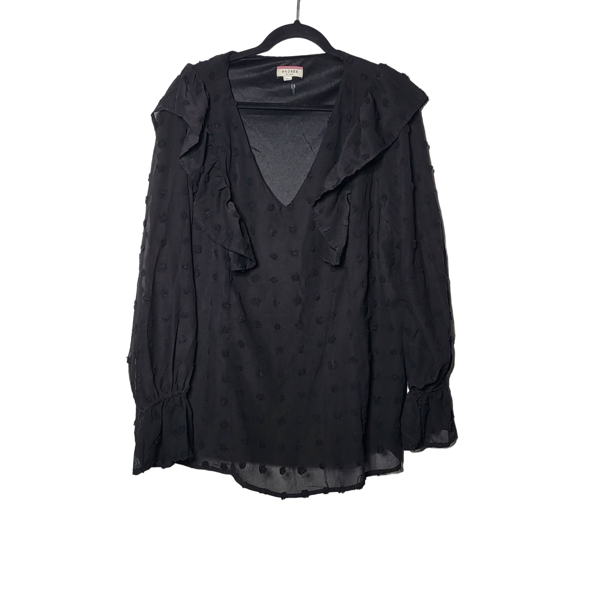 Other Andree by Unit Bell Sleeve Sheer Swiss Dot Ruffle Blouse | Grailed