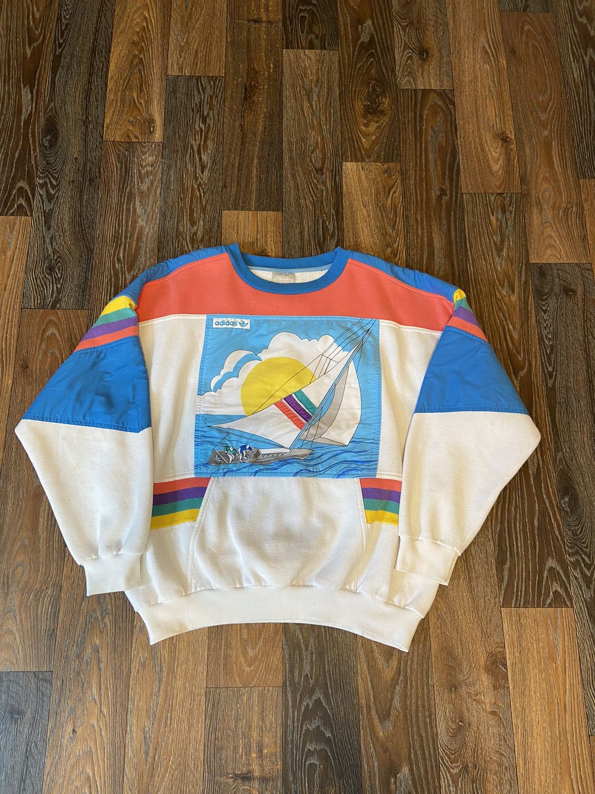 Adidas RARE 80s Adidas “Sailing Team” Multi Colored Sweatshirt | Grailed