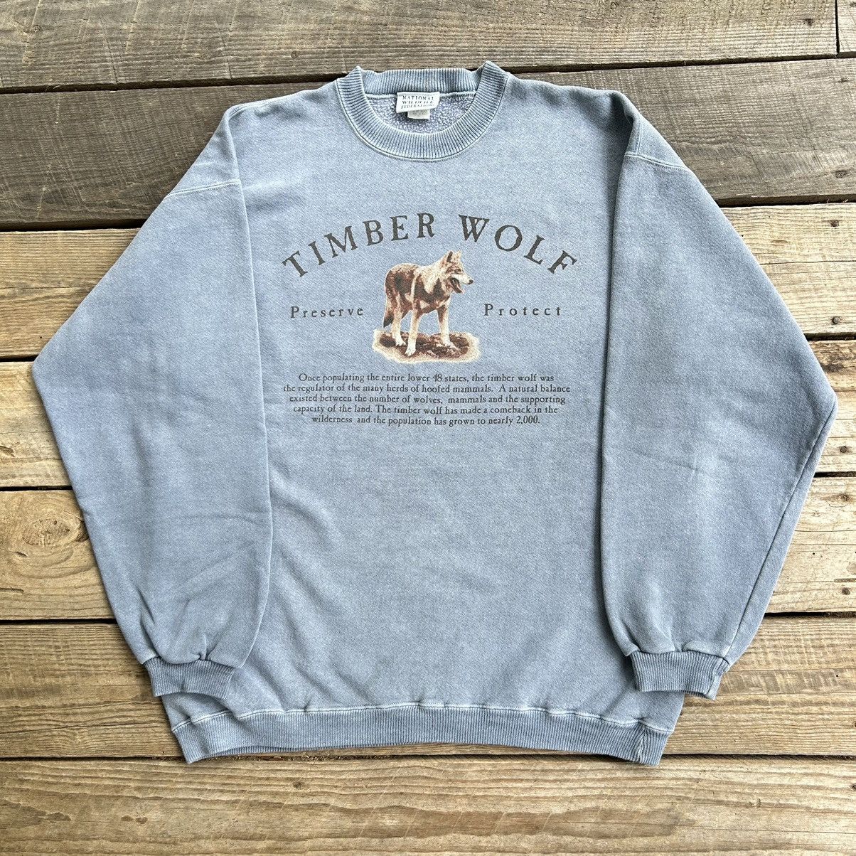 Vintage Vintage 90s Timber Wolf Nature Preserve Protect Sweatshirt ...