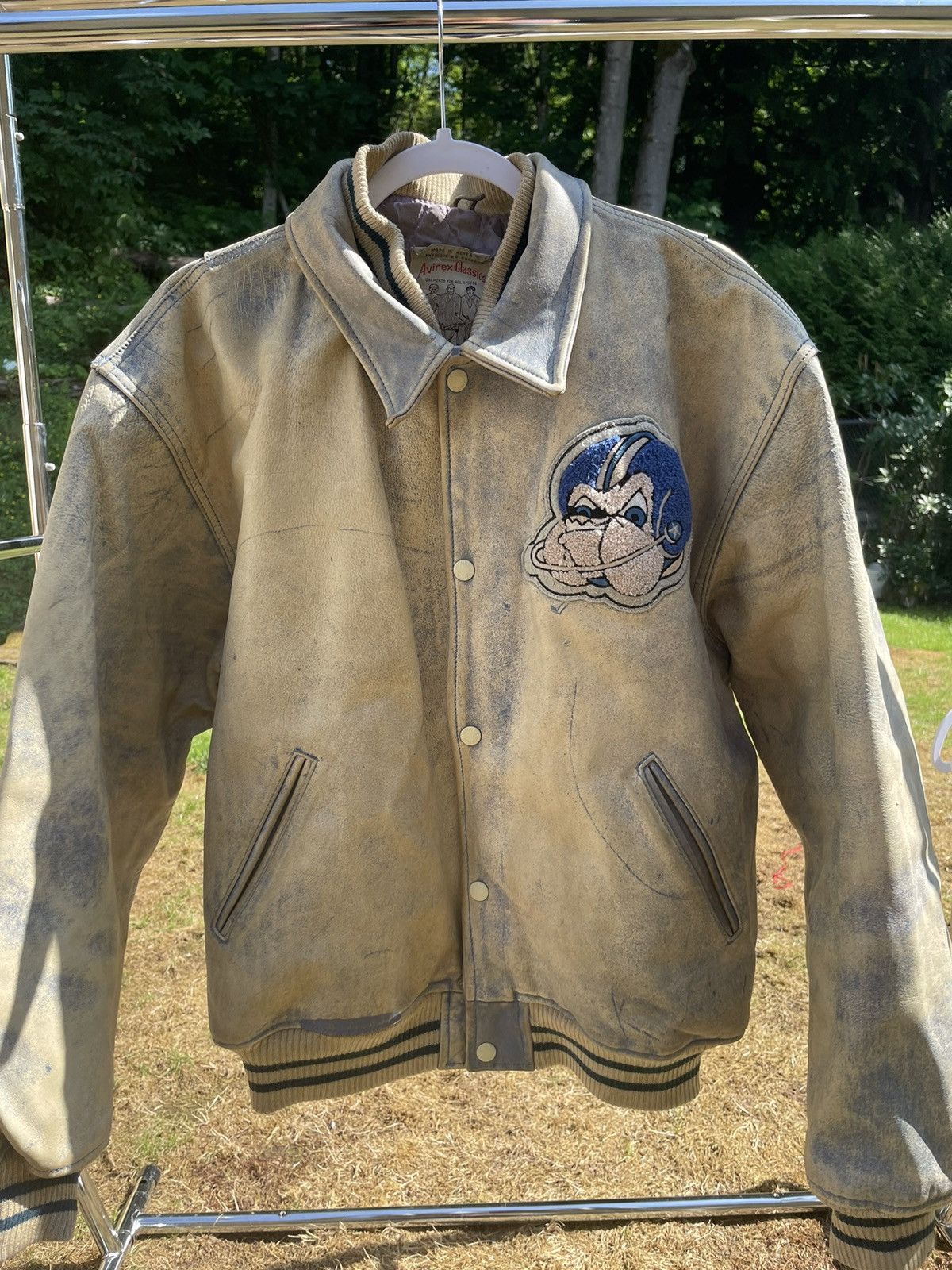 Avirex × Japanese Brand × Vintage Washed Blue Avirex Cadet leather ...
