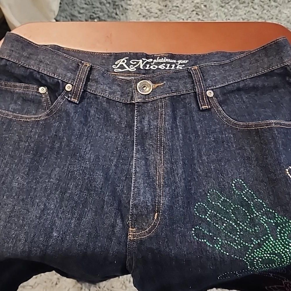 Designer Platinum Gear Sz 38 Y2K Wide Leg Oversized Handprint Shorts ...