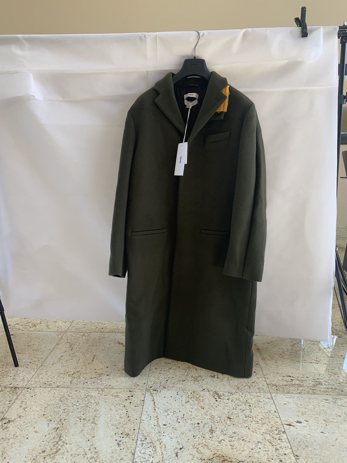 Oamc Woven Cage Coat in Military Green | Grailed