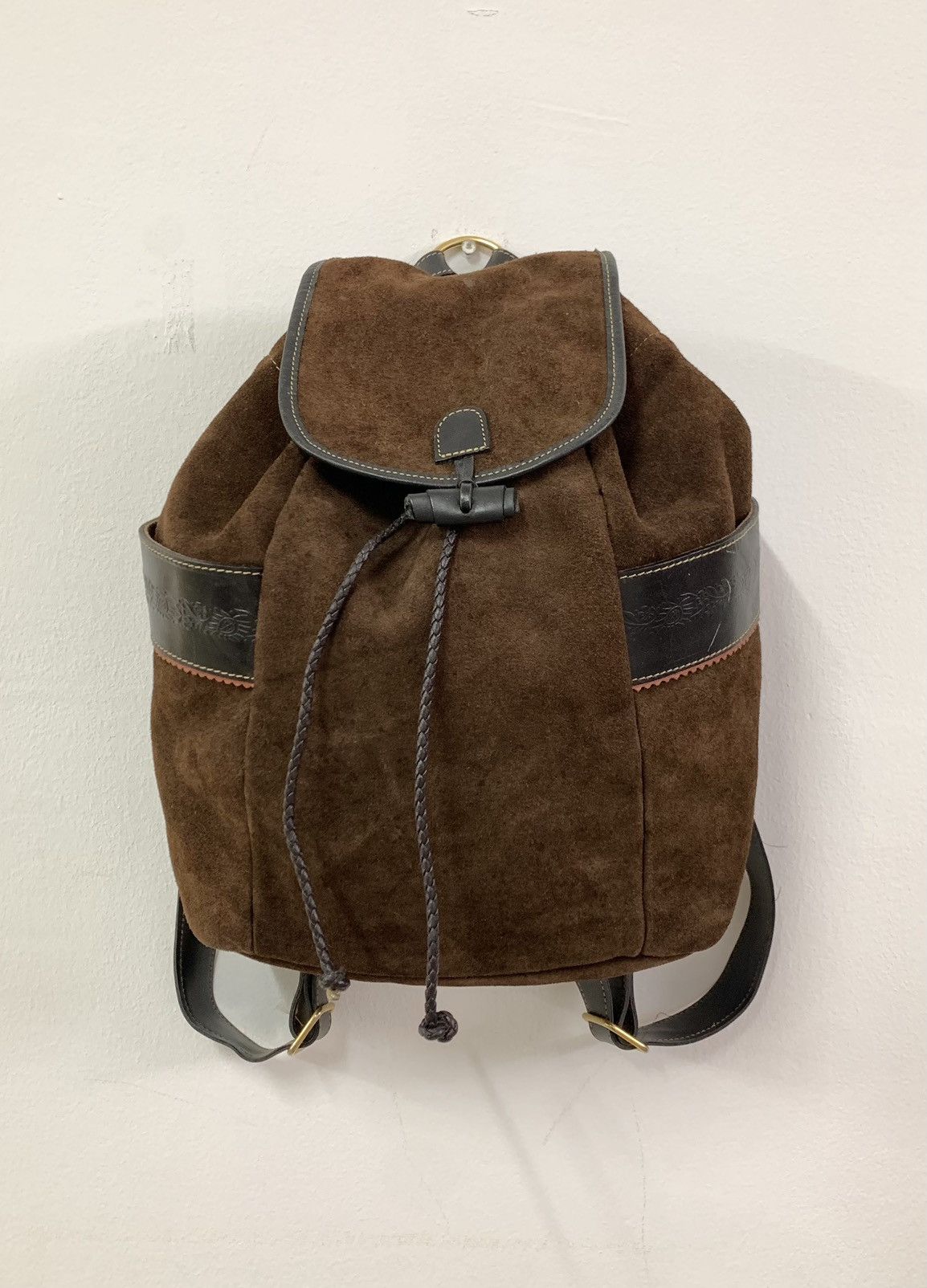 Vintage Brown Suede Leather Backpack | Grailed