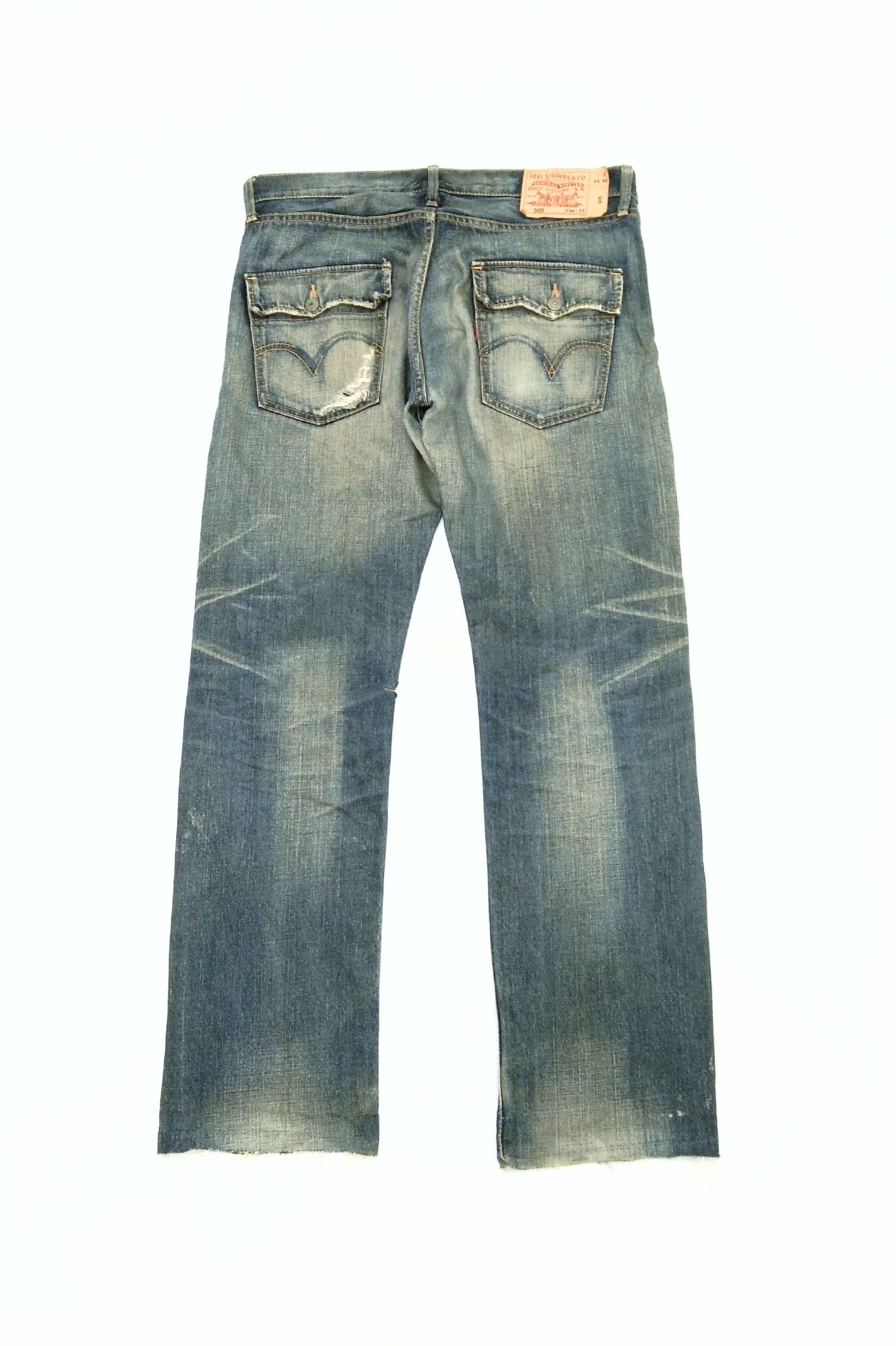 Vintage Vintage Levi's Jeans 505 Patchwork Cropped Distressed Denim | Grailed