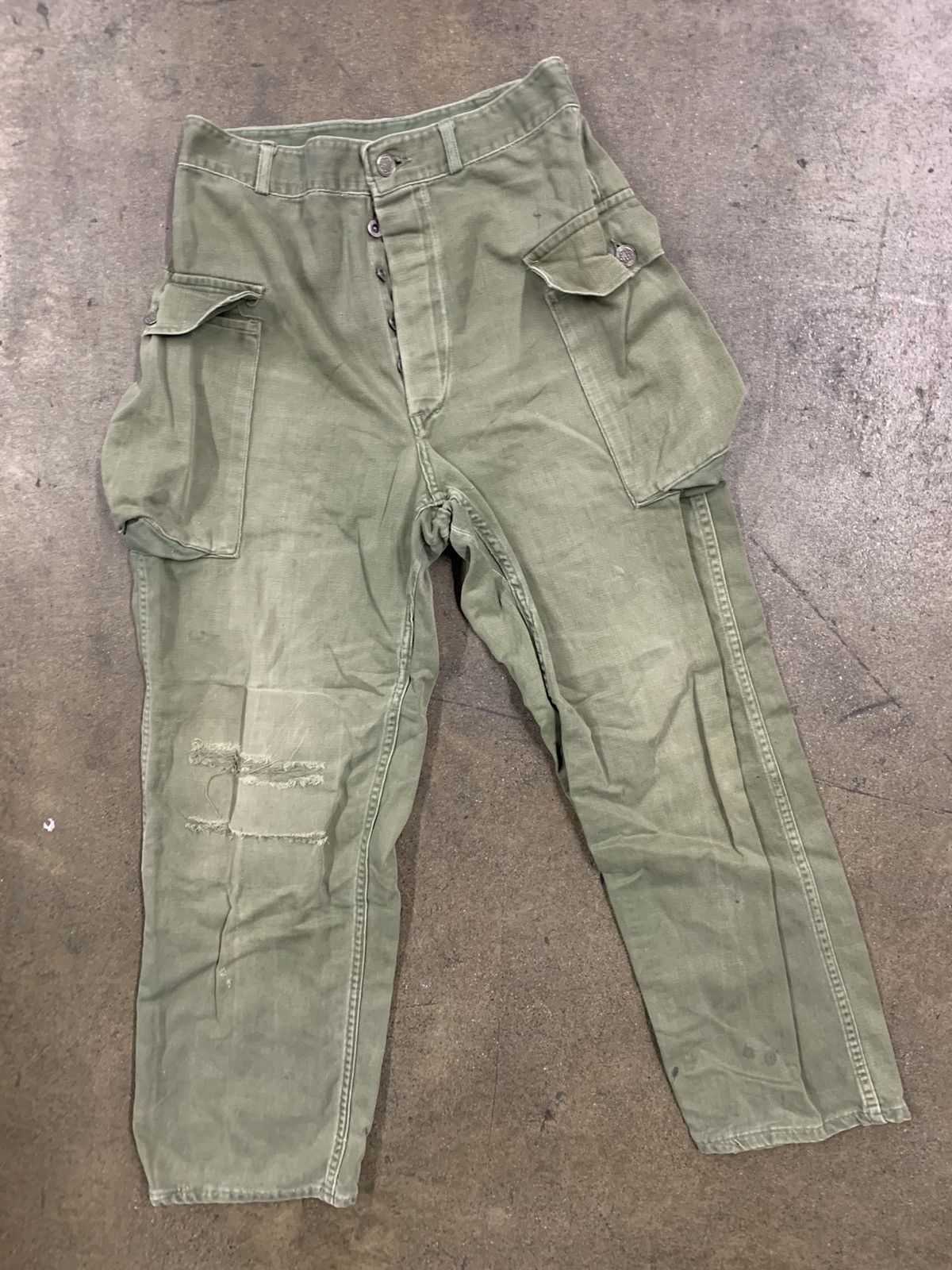 Vintage Vintage Military WW2 HBT Cargo Distressed pants | Grailed