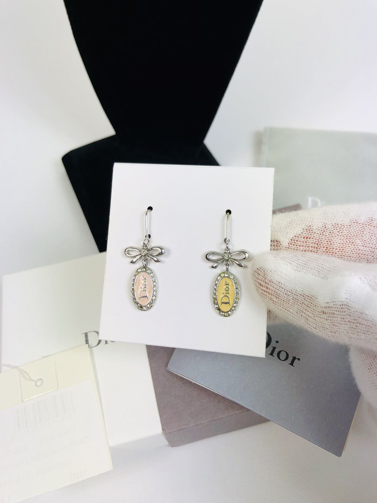 Dior Dior 2004 encrusted logo ear rings | Grailed