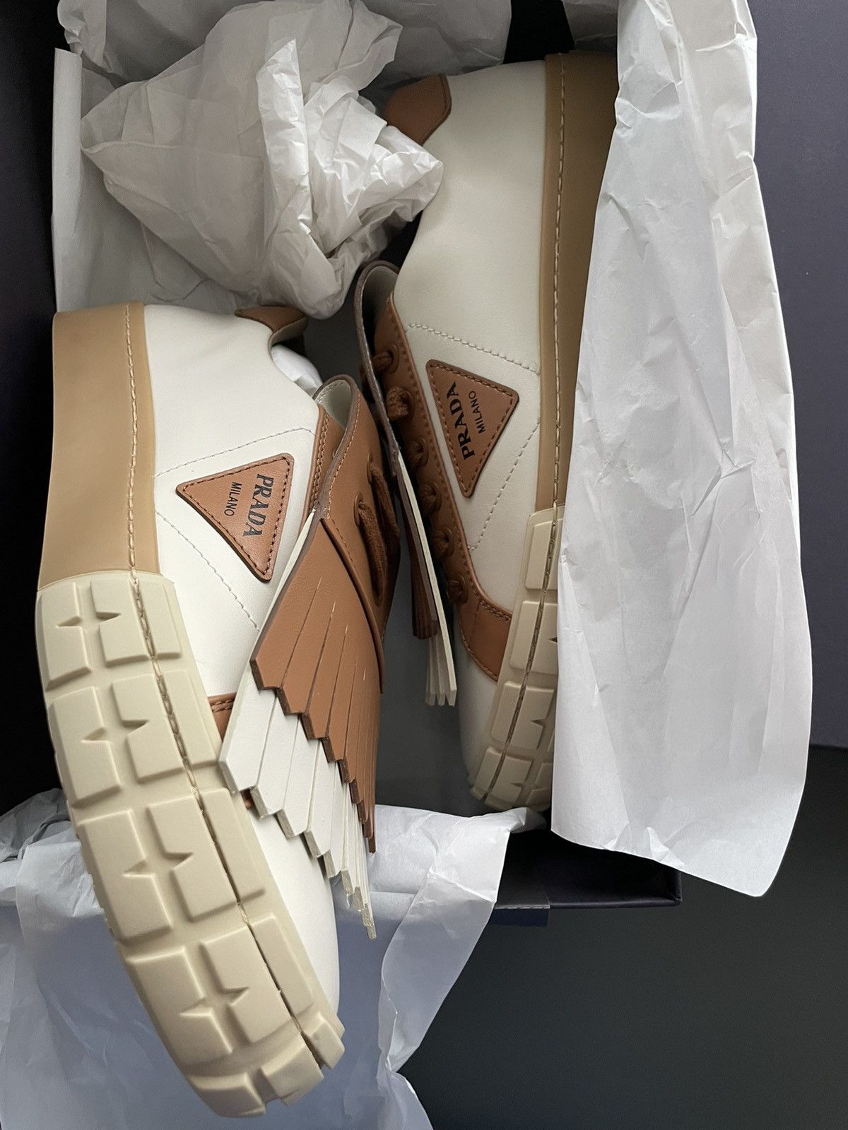 Prada Super Runway Limited Edition Prada Logo Leather Sneakers | Grailed