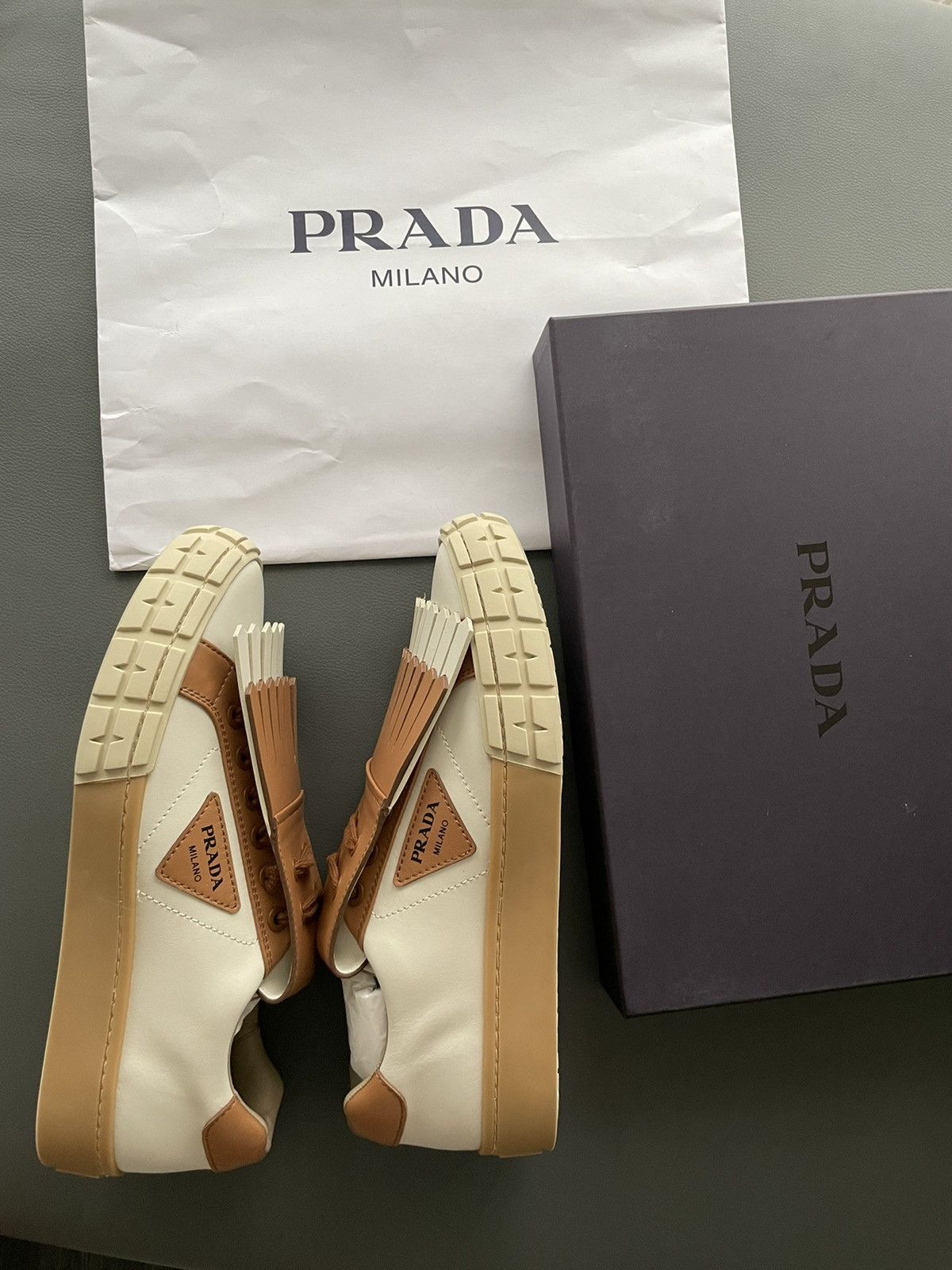 Prada Super Runway Limited Edition Prada Logo Leather Sneakers | Grailed