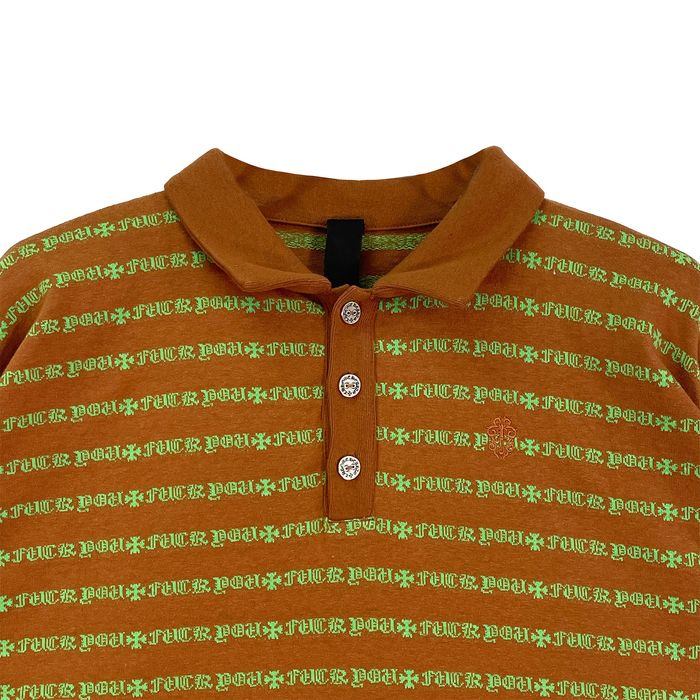 Chrome Hearts Chrome Hearts Brown Script Logo Long Sleeve Polo | Grailed