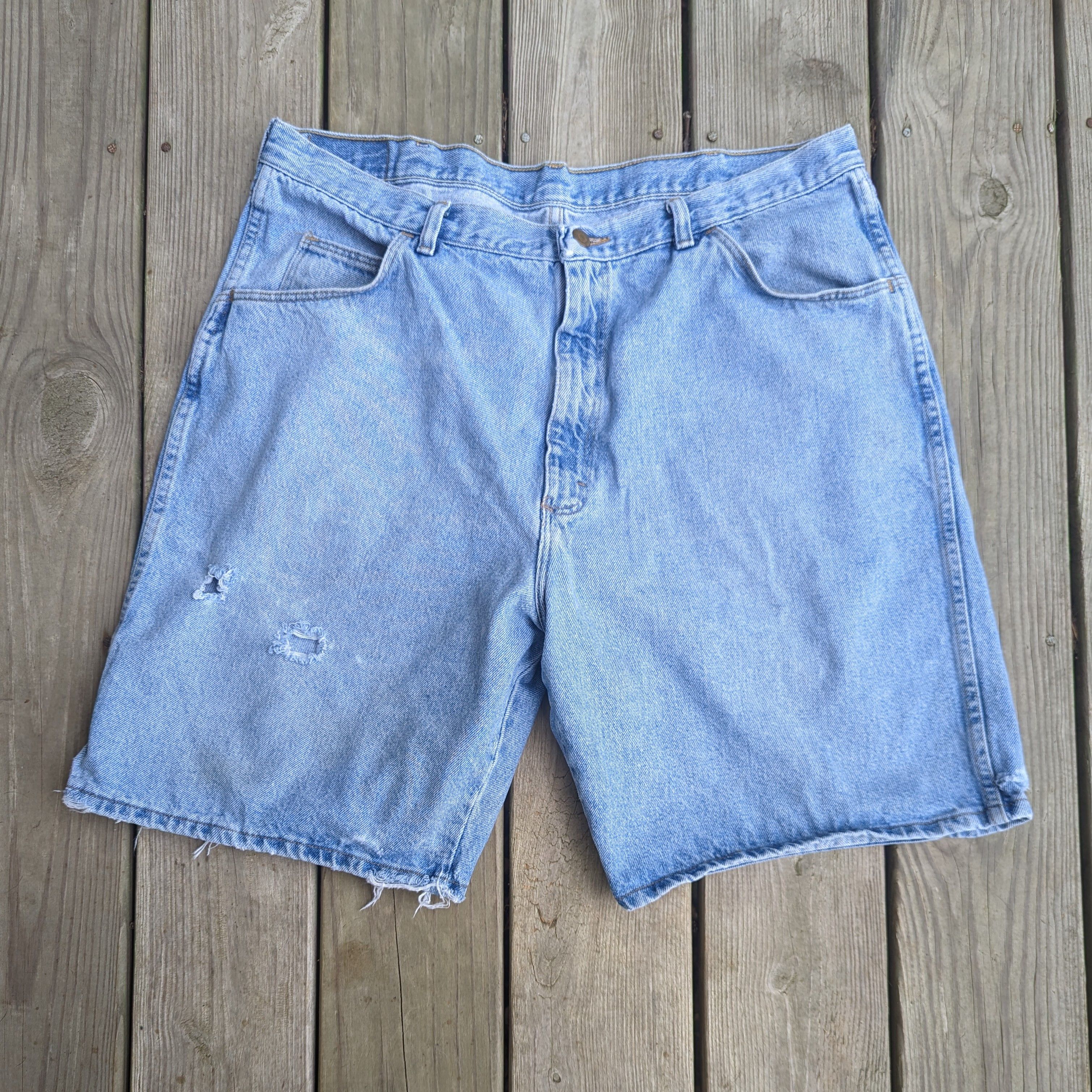 Streetwear × Vintage × Wrangler Crazy Vintage 90s Distressed Jorts ...