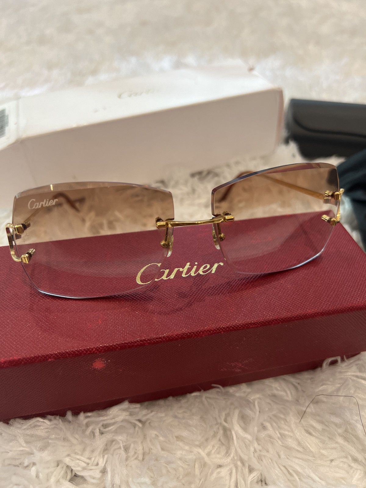 Cartier Cartier C Wire CT00920 Gold Transparent Sunglasses | Grailed