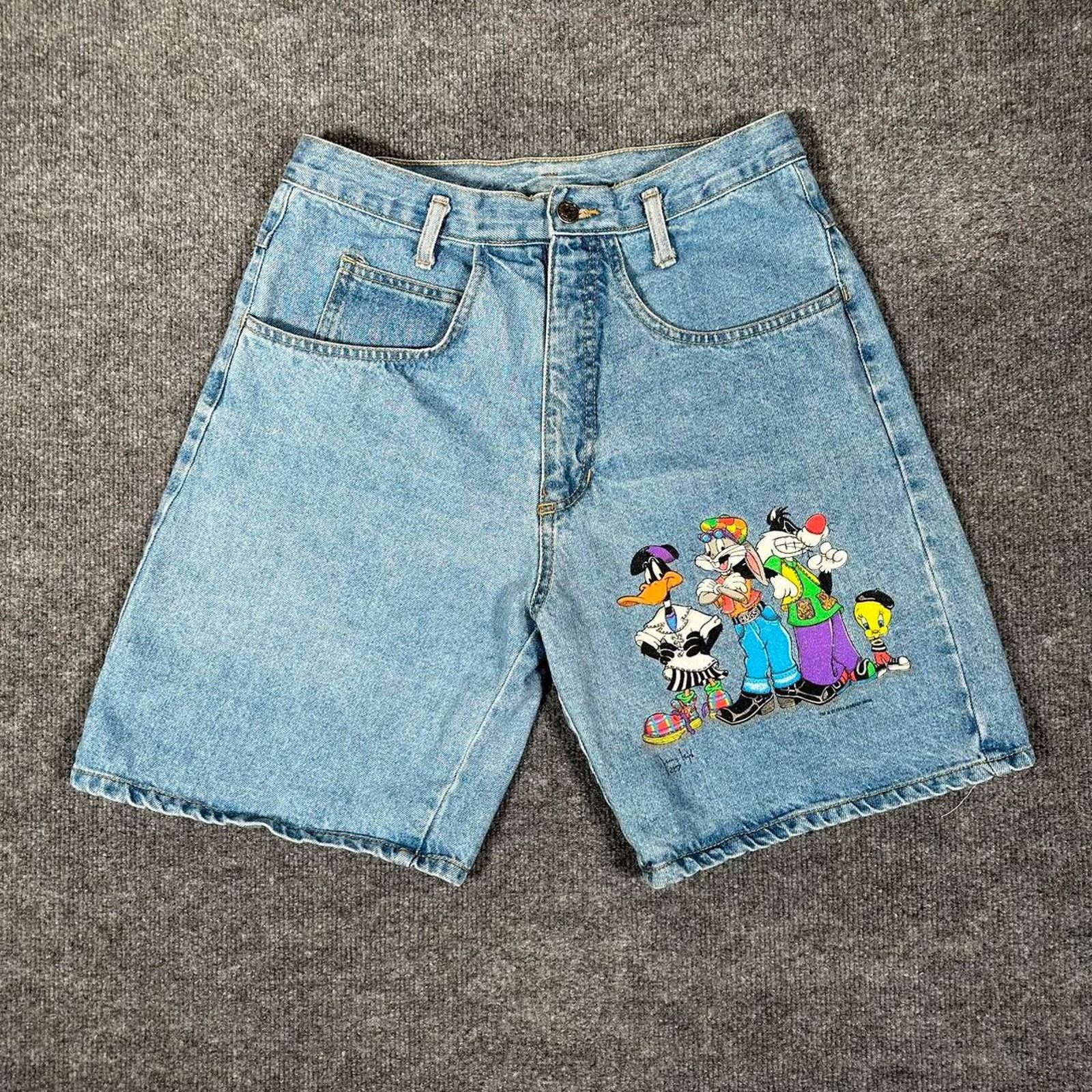 Vintage Vintage 90s Looney Tunes Denim Shorts Jean Medium Cartoon | Grailed
