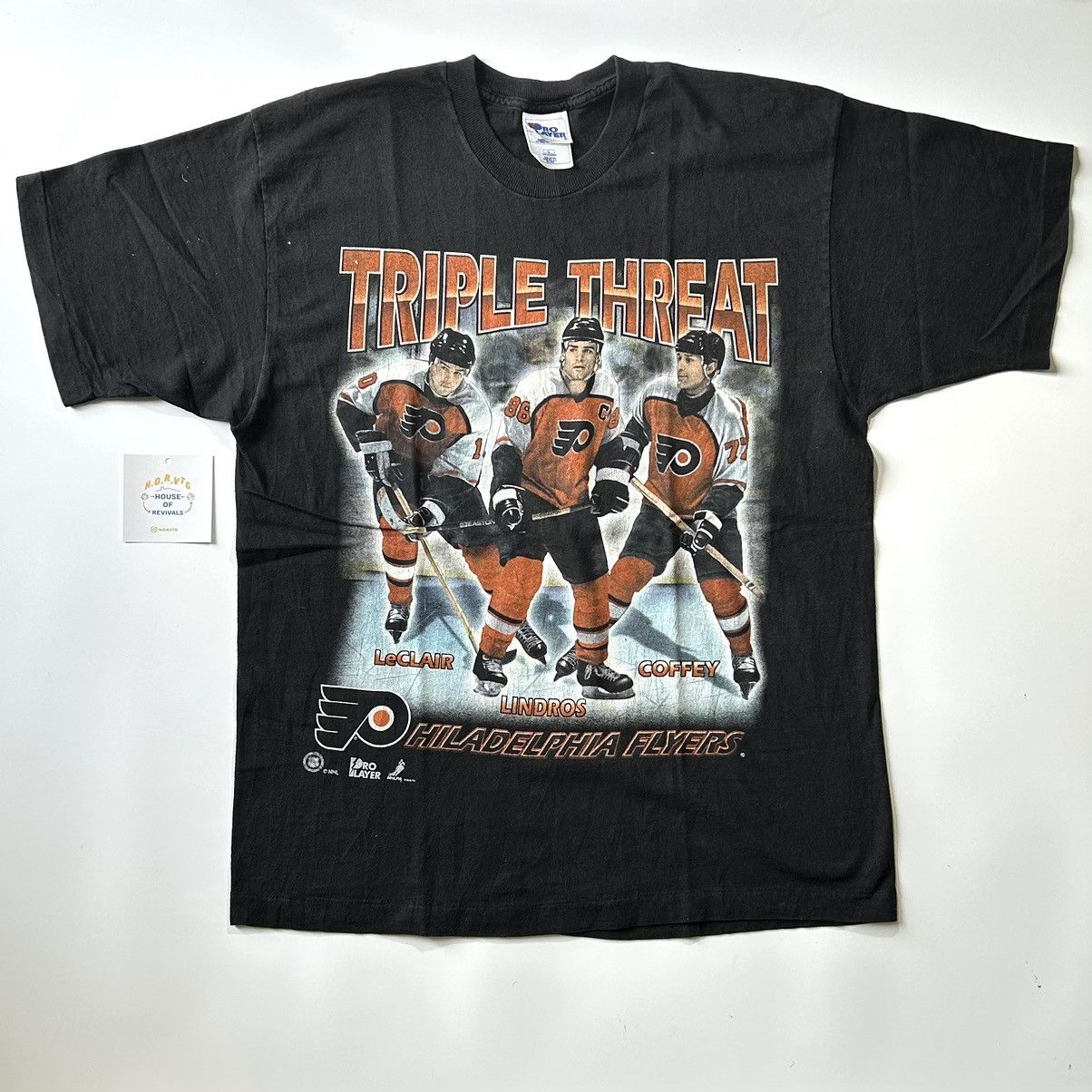 Vintage Vintage 90s Philadelphia Flyers Triple Threat NHL t-shirt | Grailed