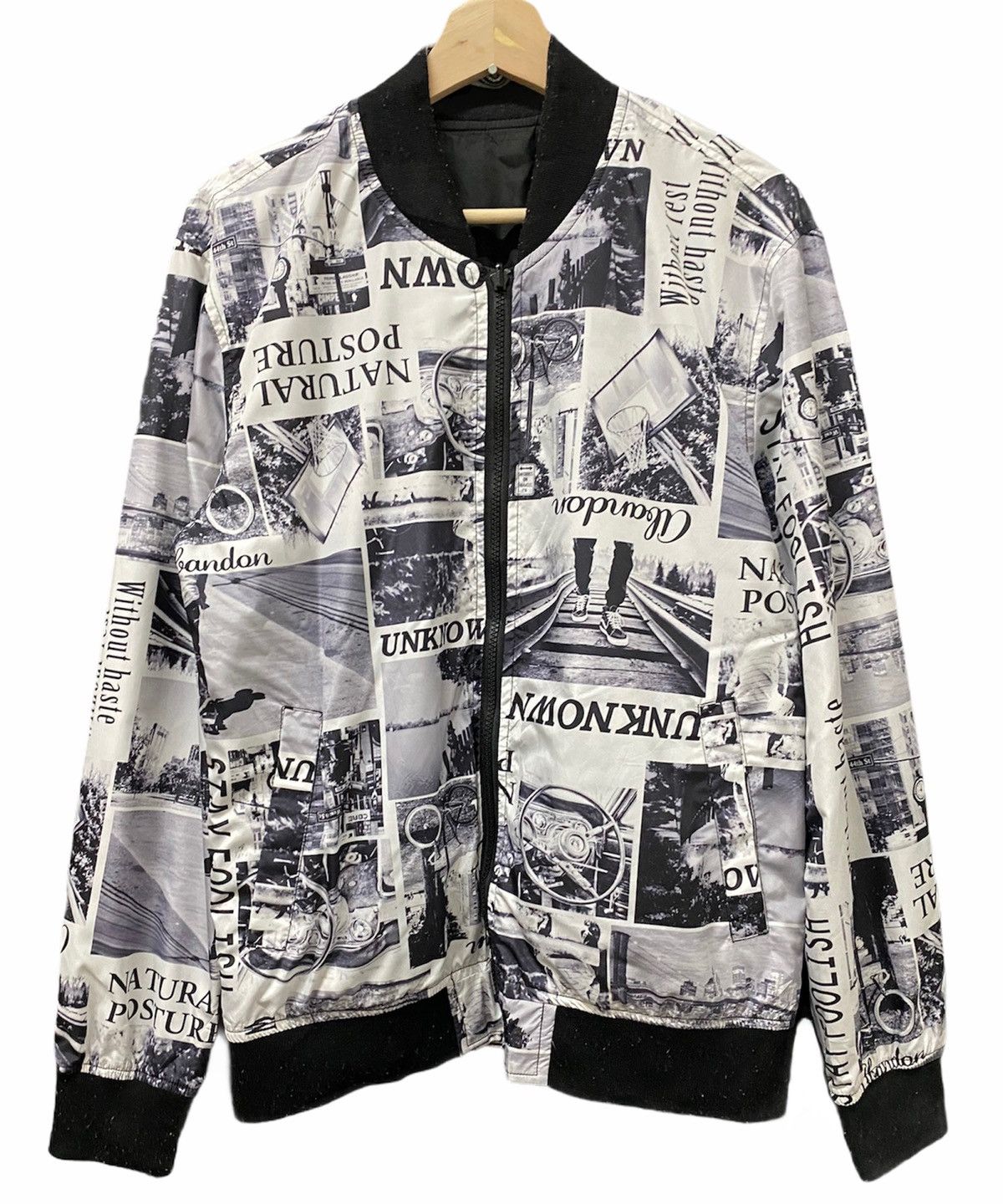 Archival Clothing SUGGESTION🇯🇵NEWSPAPER GRAPHICS BOMBER JACKET LIKE ...