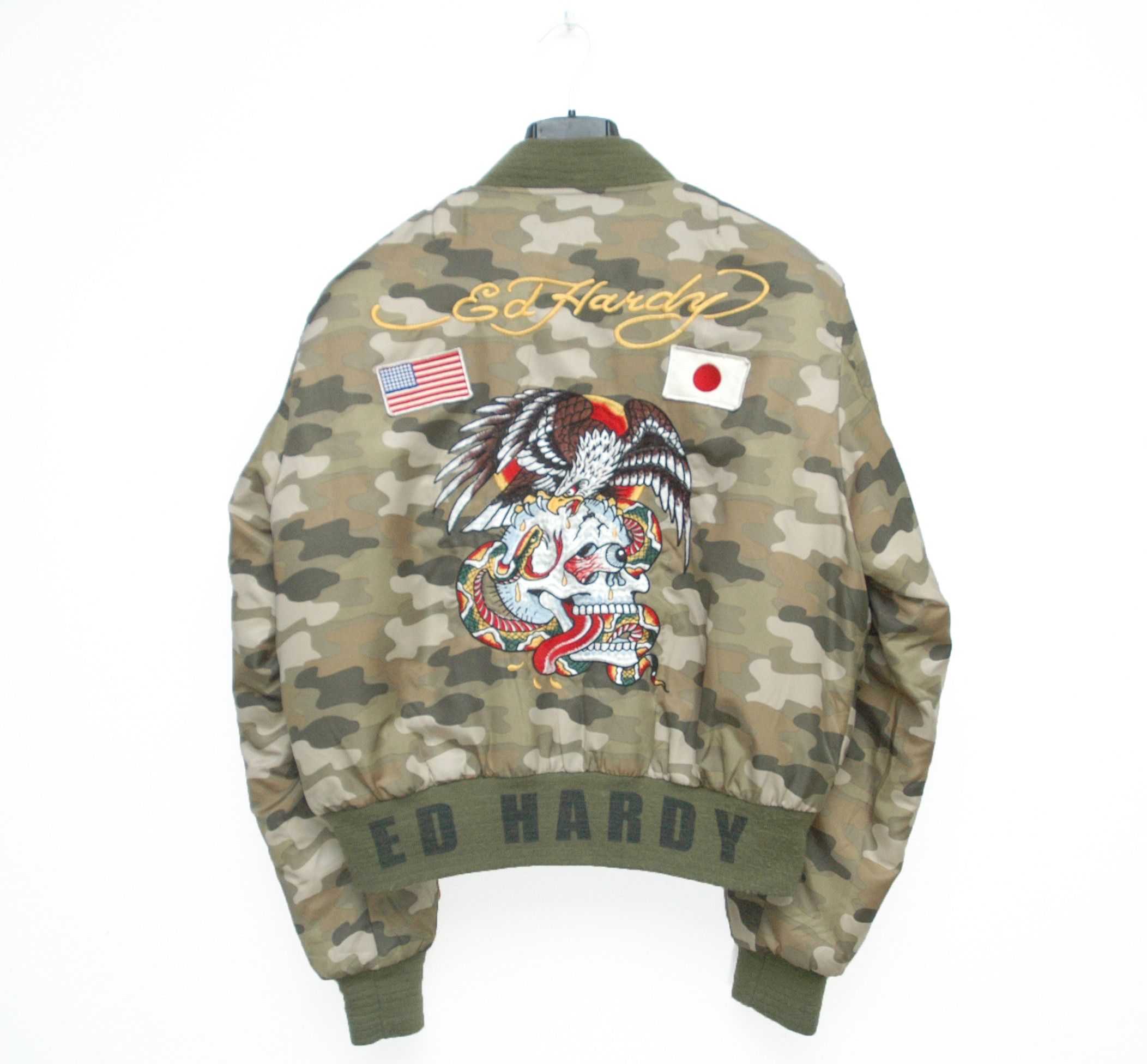 Ed Hardy Ed Hardy Bomber Japan USA Eagle Skull Snake Embroidered | Grailed