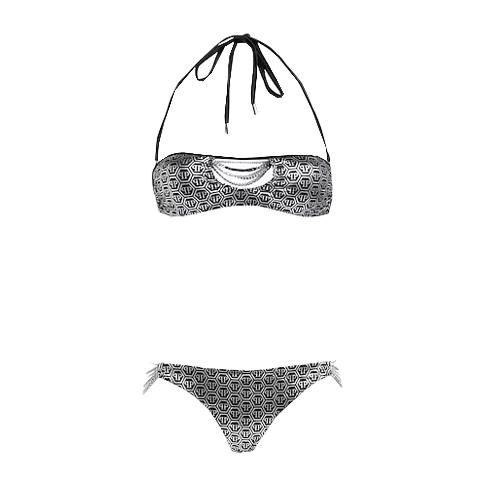 Philipp Plein Philipp Plein Bandeau Bikini in Grey with Lurex Effect ...