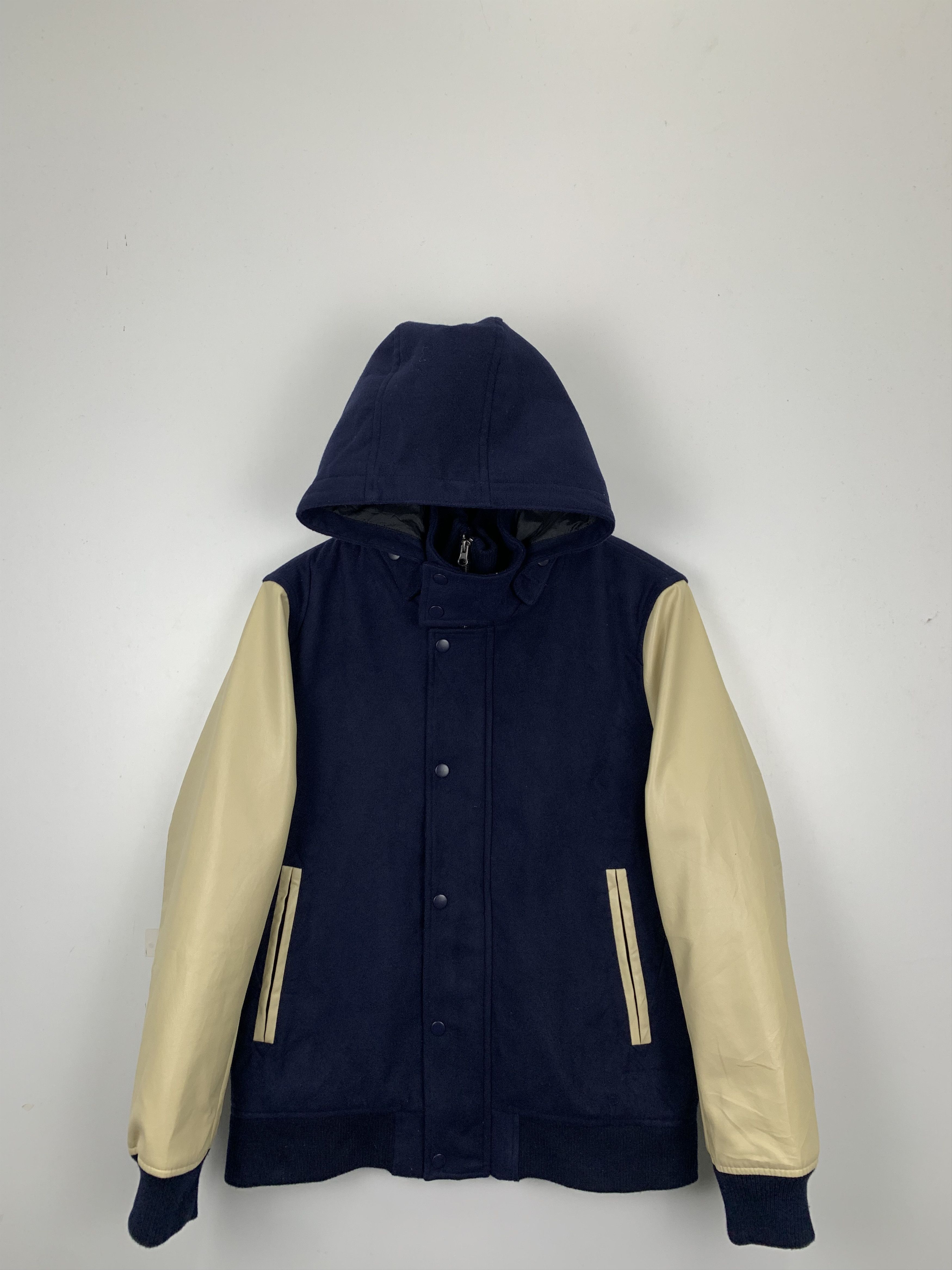 Japanese Brand × Varsity Jacket × Vintage Vintage 90s Japanese Brand Sleeve Leather Varsity ...