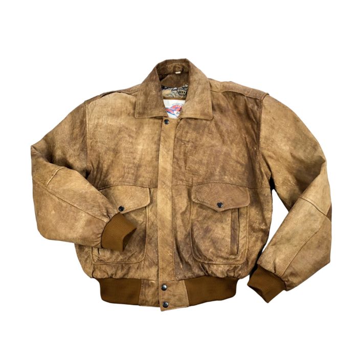 Vintage B-2 Superfortress VTG Mens Large Brown Leather Full Zip Bomber ...