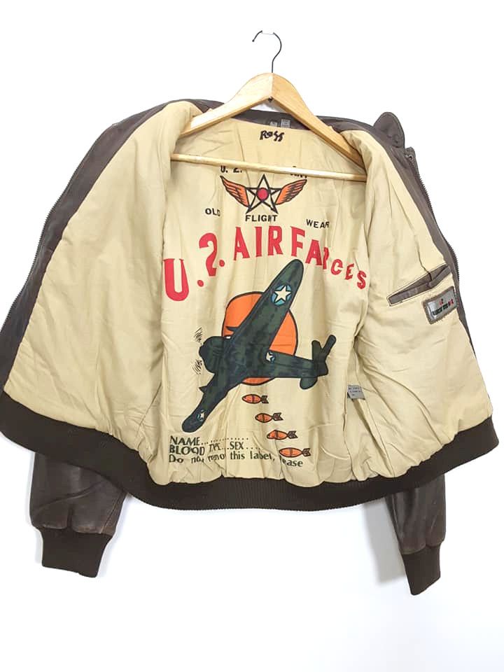 Leather Jacket × Vintage U2 Air Farces Old Flight Wear Leather Jacket ...