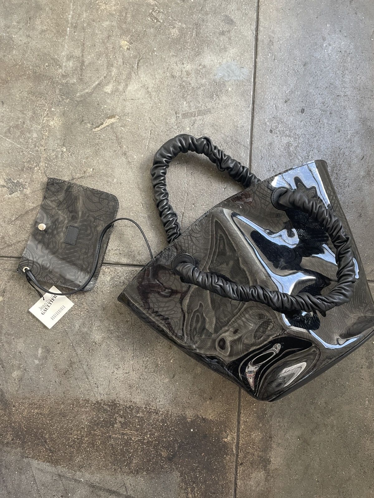 Jean Paul Gaultier Brand new vintage calfskin leather and PVC bag w ...