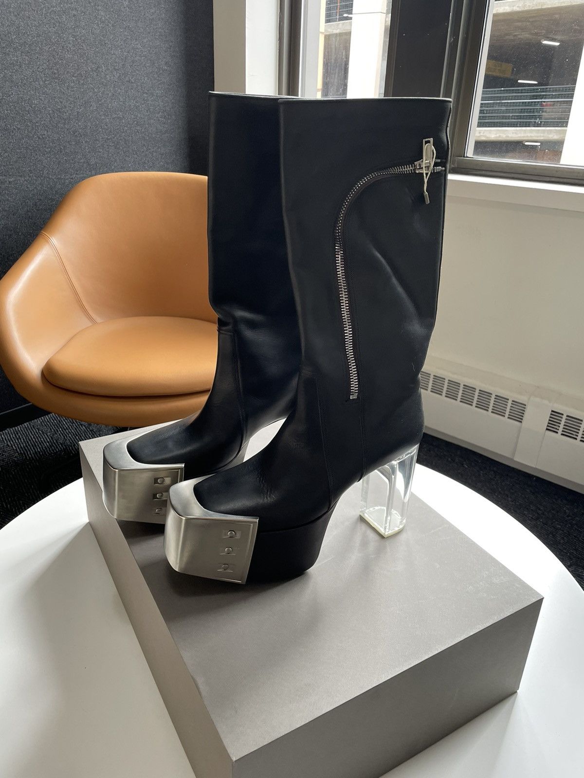 Rick Owens Rick Owens Bauhaus Pocket Bevel, Kiss boot, Clear heel 44 ...