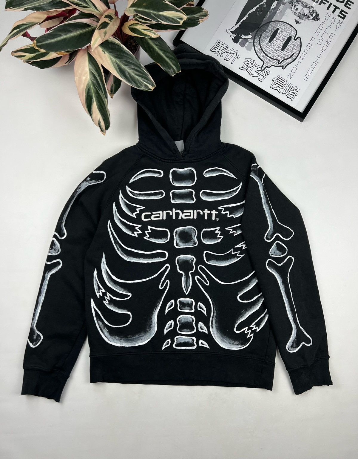 Custom vintage custom carhartt Skeleton Y2k hoodie | Grailed