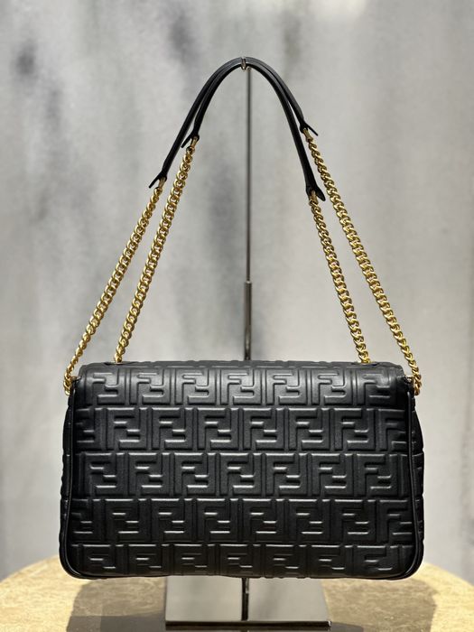 Fendi Fendi ‘Baguette Chain’ Large Black Nappa Leather Bag | Grailed