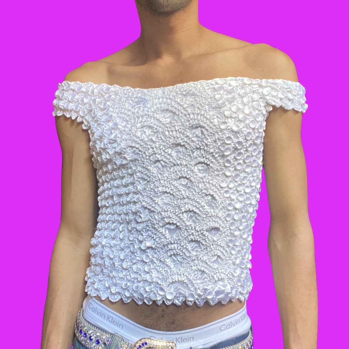 Vintage WHITE POPCORN TANK TOP | Grailed