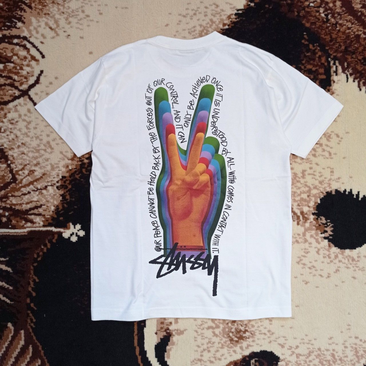 Stussy STUSSY " PEACE SIGN " TSHIRT WHITE // M | Grailed