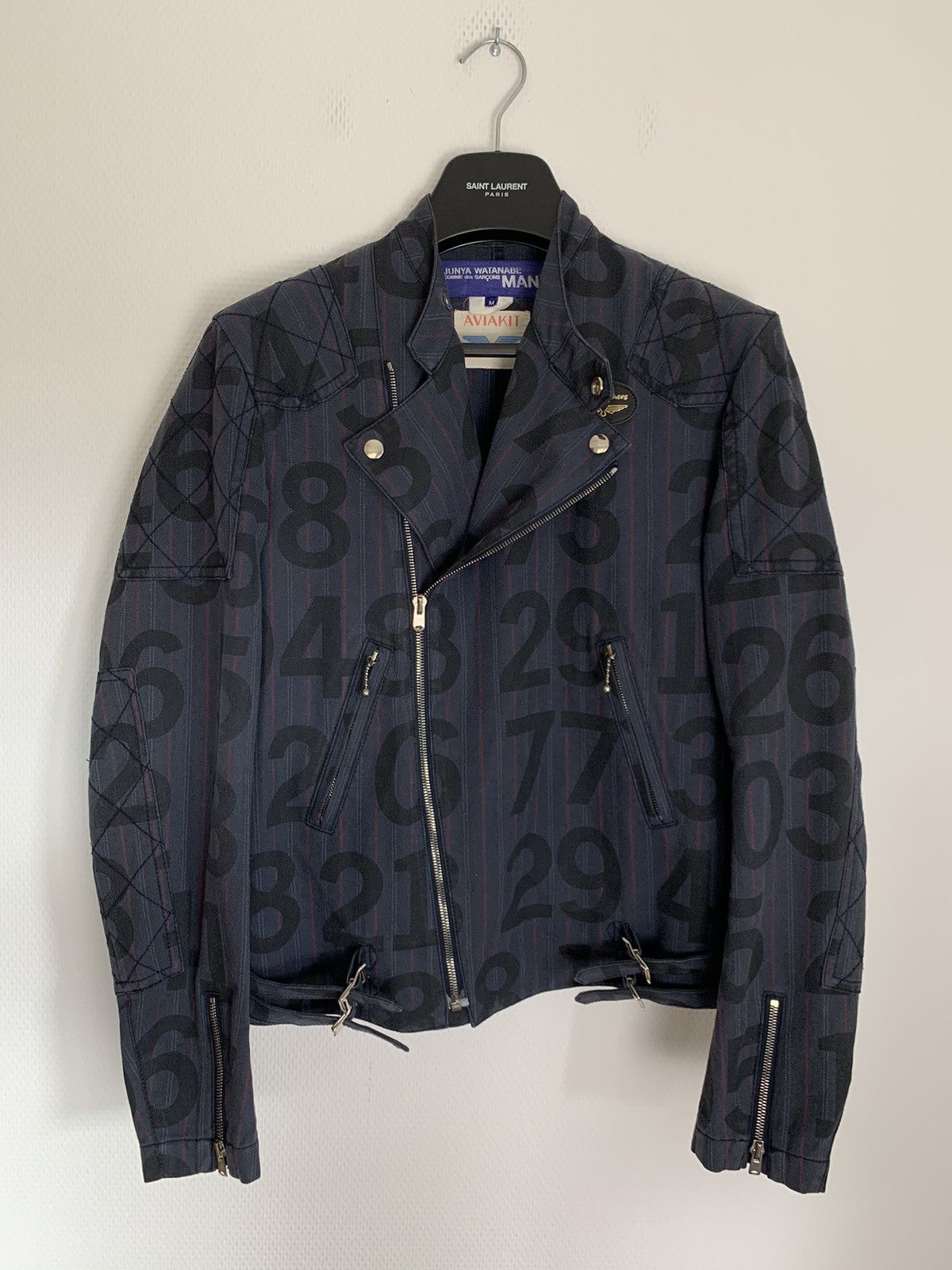 Comme des Garcons × Junya Watanabe FW2002 numbers aviakit biker jacket ...