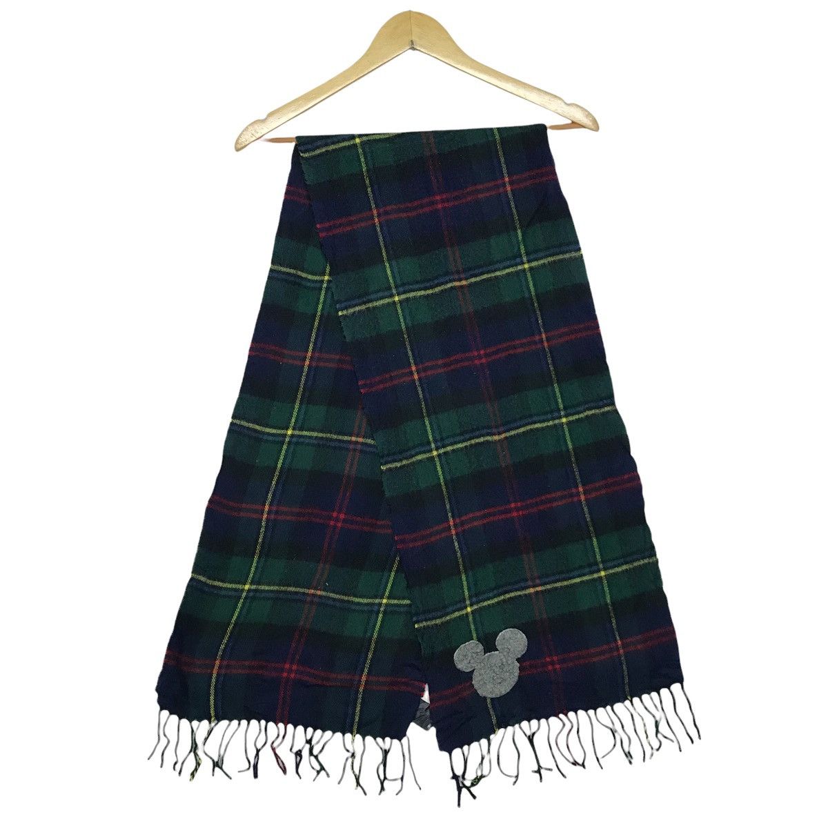 Mickey Mouse DISNEY Winnie The Pooh Green Plaid Scarf Fringes Cartoon ...