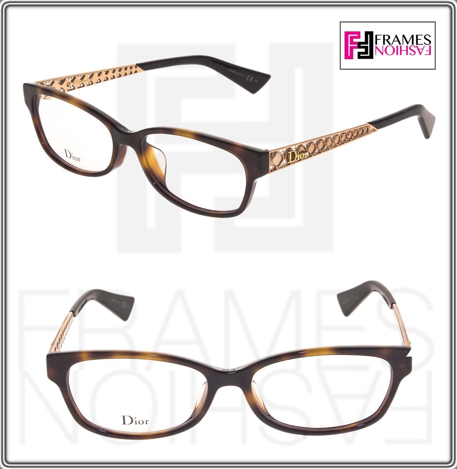 Dior CHRISTIAN DIOR DIORAMA O2F Gold Havana Metal Square Optical | Grailed