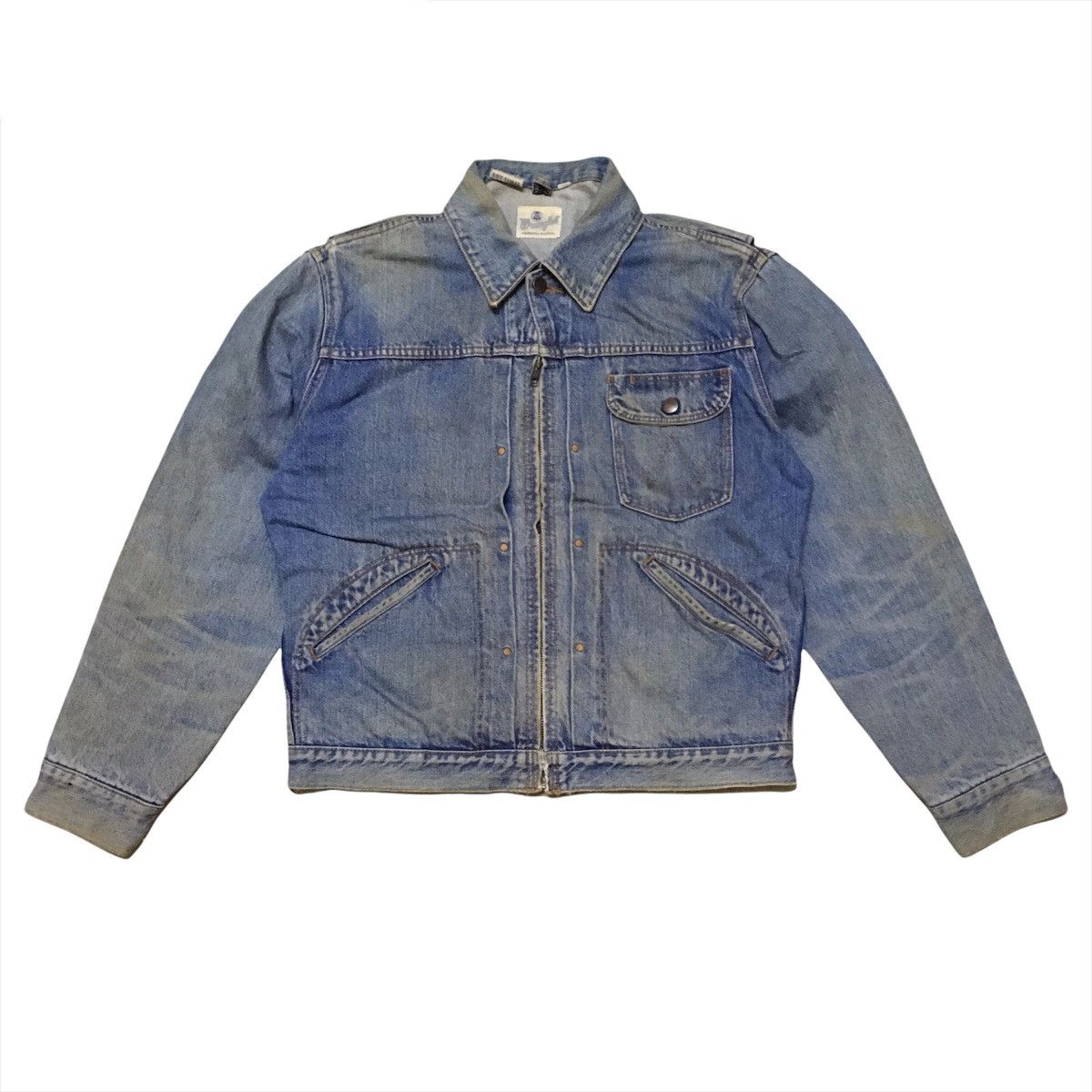 Vintage × Wrangler Vintage Wrangler Distressed Denim Jacket Made in ...