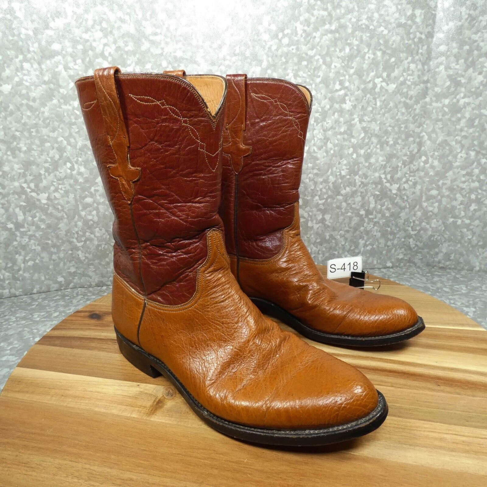 Vintage Lucchese Boots Men 9.5D Brown Leather Smooth Ostrich Quill Vintage L8009 | Grailed