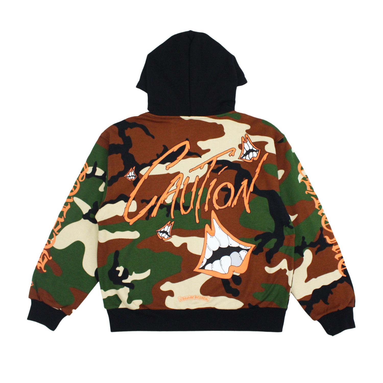 Chrome Hearts CH Matty Boy Caution Zip Hoodie Camo/Orange Lined | Grailed