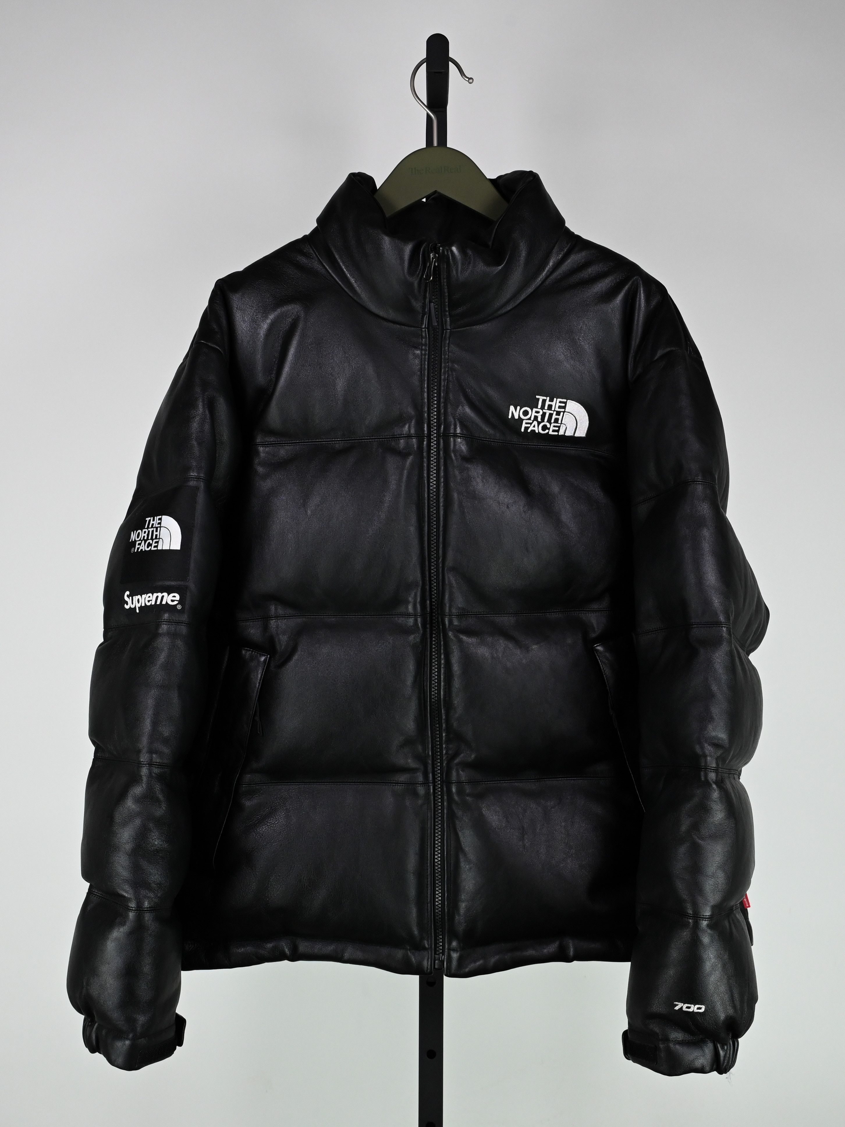 Supreme FW17 Supreme x North Face Leather Nuptse Jacket Black Large ...