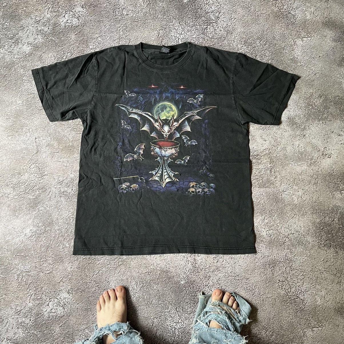 Vintage Vintage Y2K VAMP NIGHT FACE DEVIL ART DEAD Creepy Horror Tee ...