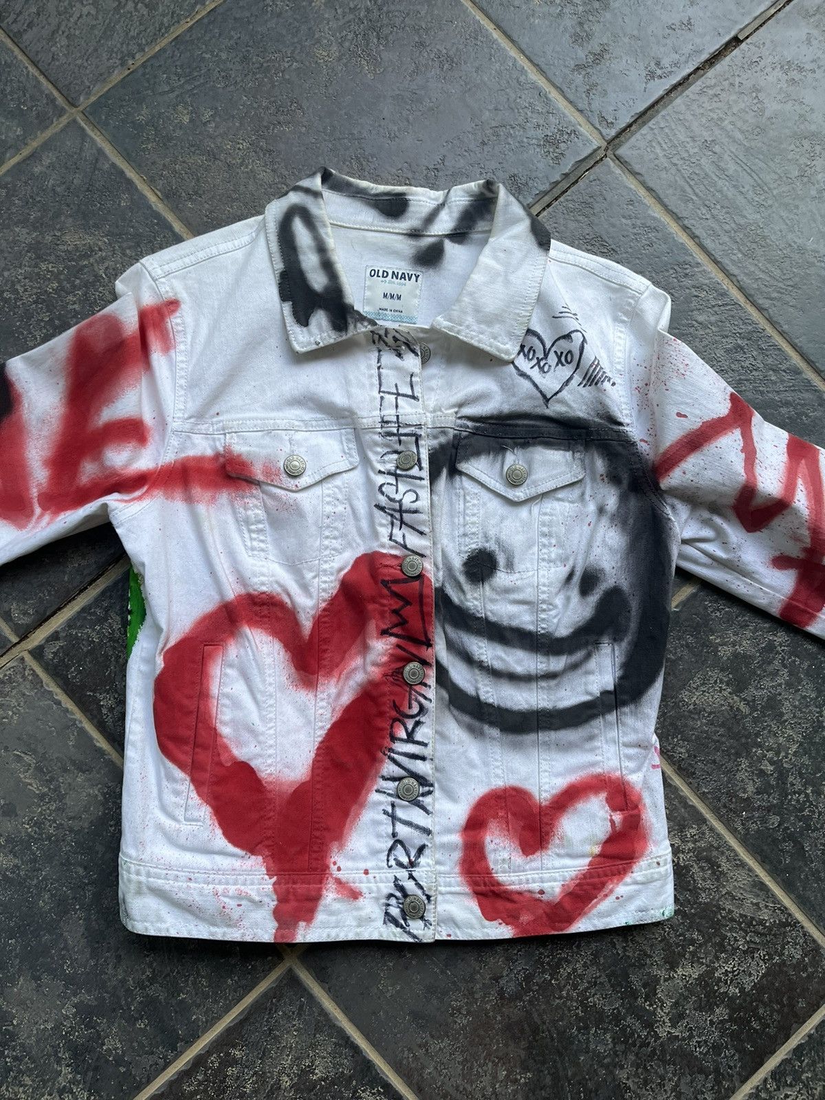 Custom × Streetwear × Vintage CUSTOM Bloody Mary Painted Denim Jacket ...