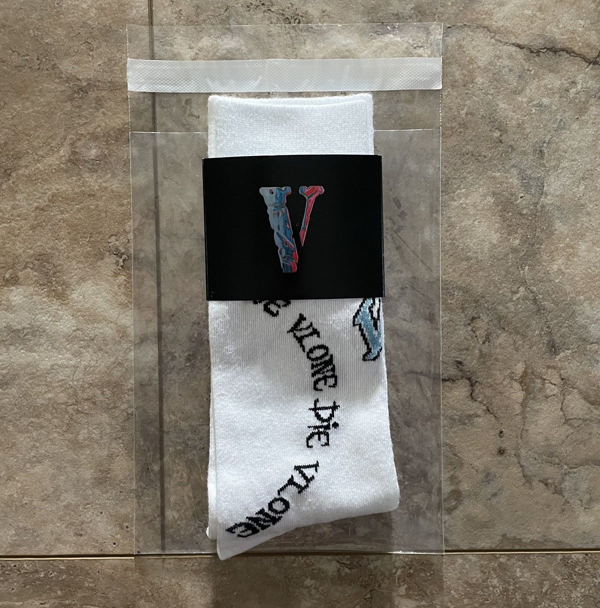 Vlone Vlone LVDV Sulphur Socks White Blue Brand New OS Rare | Grailed